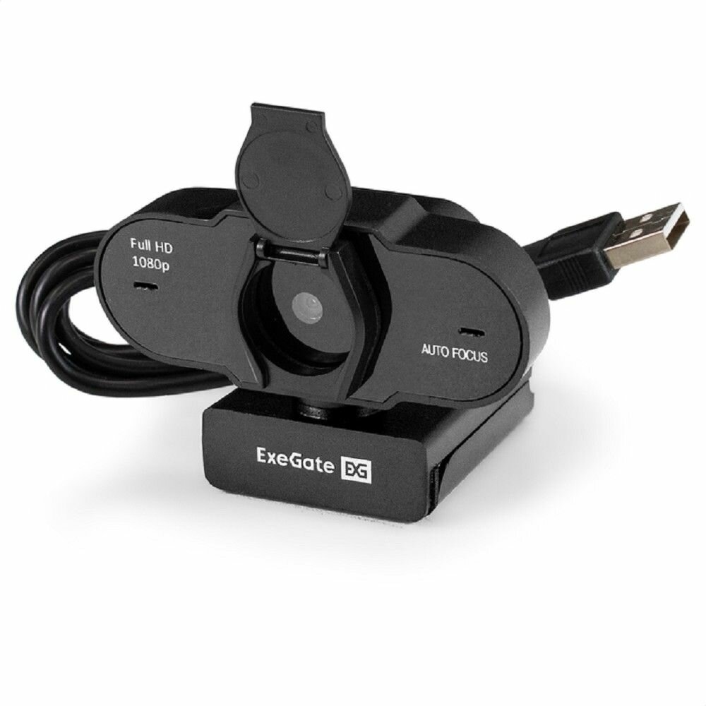 EXEGATE веб камеры EX297681RUS BlackView C931 Full HD AF 2Мп, 1920х1080, 1080P, 30fps, автоматический фокус, защитная шторка, 4 - линзовый объектив, микрофон с шумоподавлением, универсальное крепление