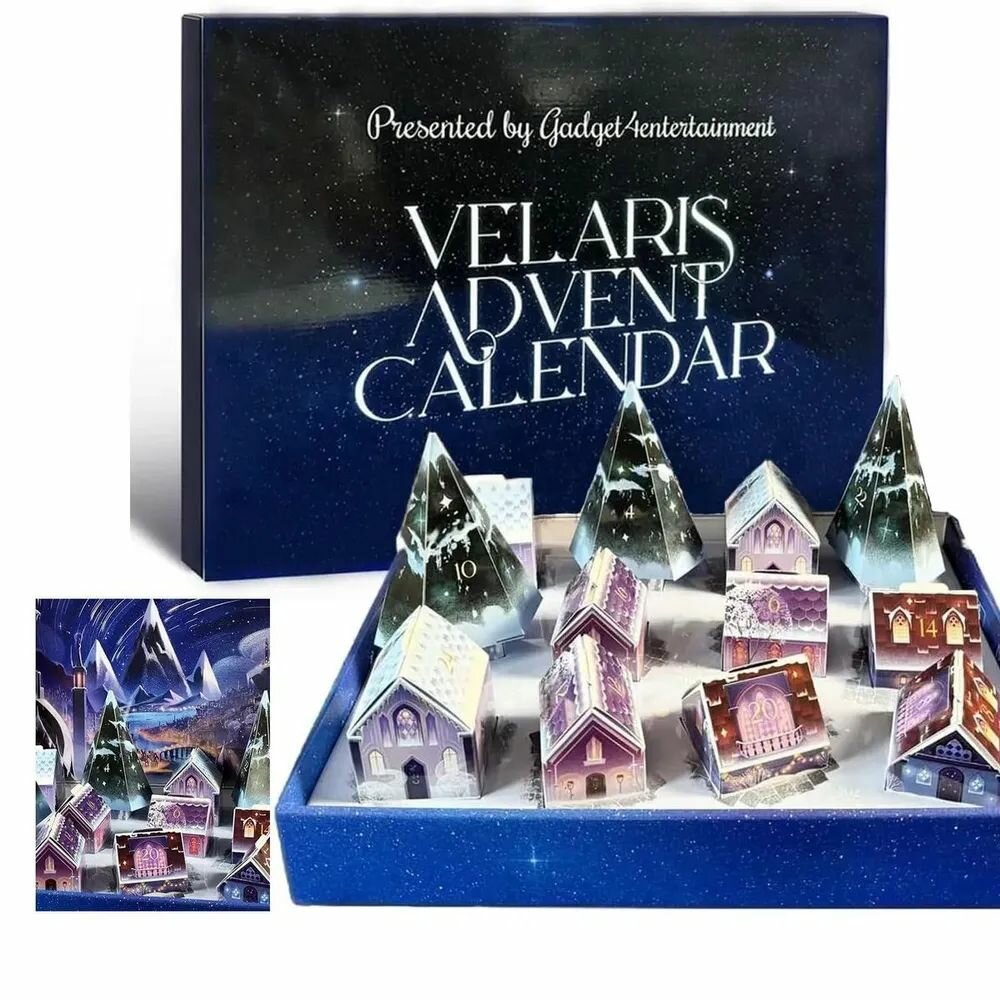 Velaris Рождественский адвент-календарь 2024, 12 дней Рождества с обратным отсчетом Адвент-календарь с драгоценностями, канцелярскими принадлежностями и гаджетами для взрослых и детей