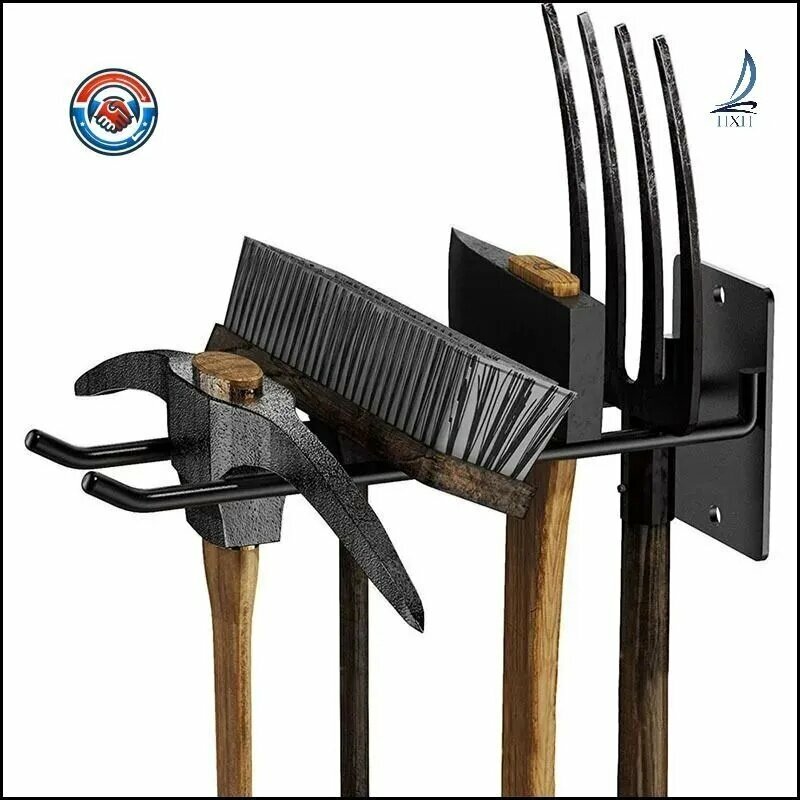 Настенный держатель для садовых инструментов из углеродистой стали, универсальный органайзер для лопат, грабель, шлангов и метёл, компактный гаражный стеллаж, крепление на винтах