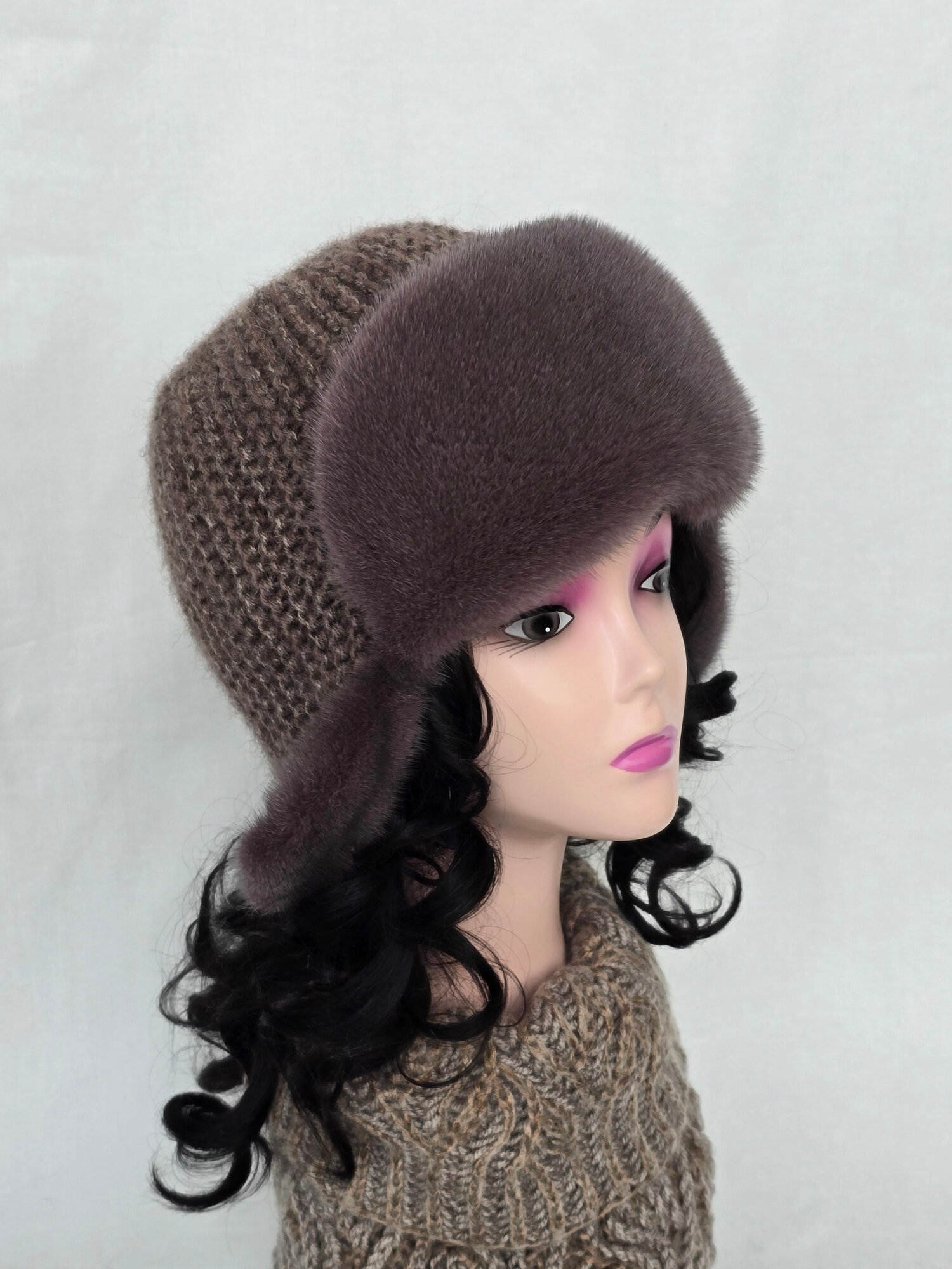 Шапка-ушанка мех норки для женщин