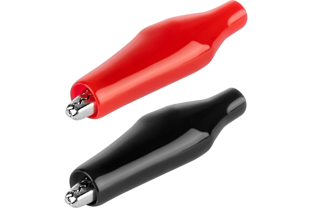Зажим крокодил TDM ЗКИ 5А 46мм в изоляции, красный/черный {SQ0541-0026} (2 шт)
