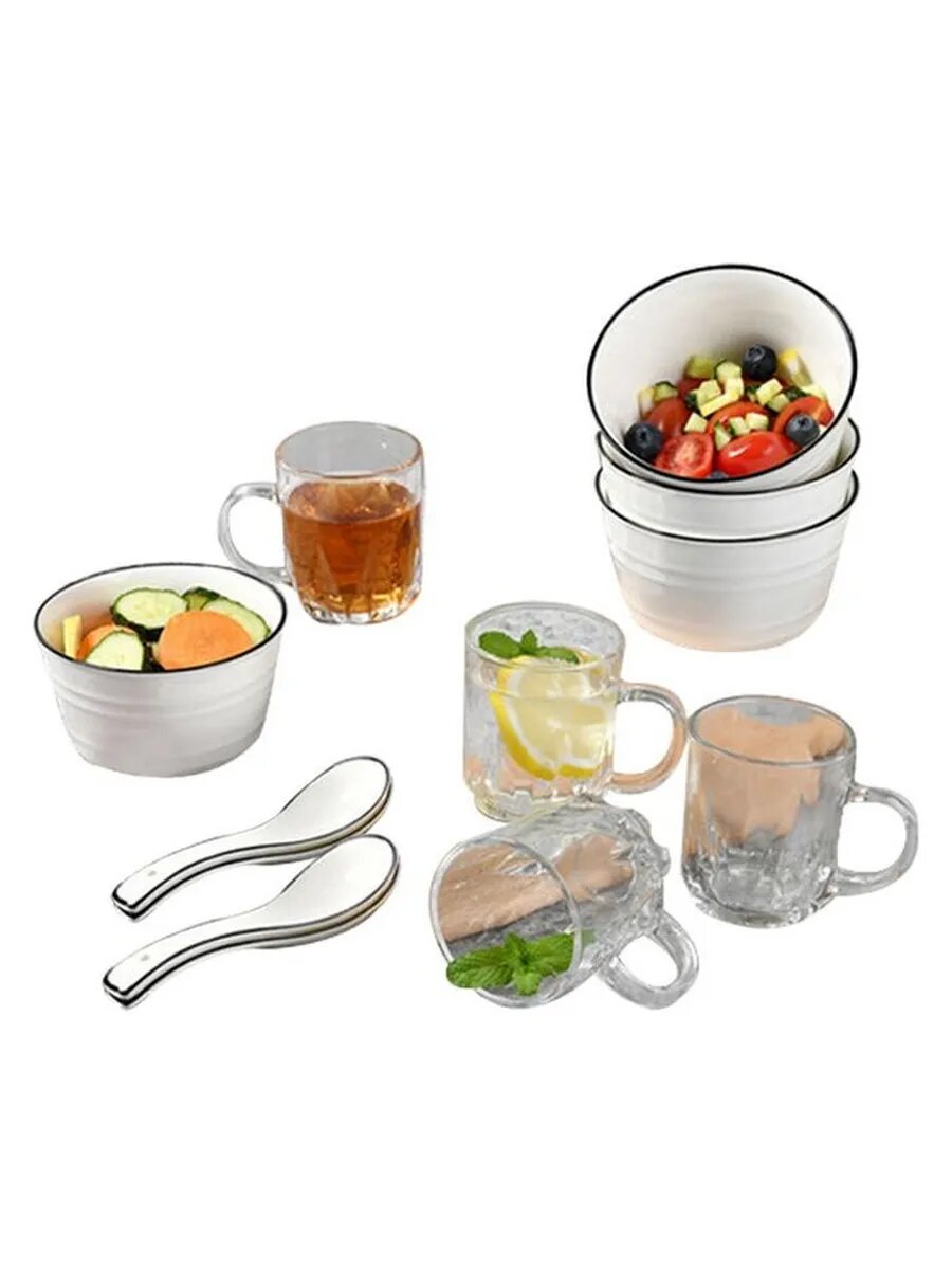 Набор посуды Шаньчжуншань 12 предметов, керамика, стекло