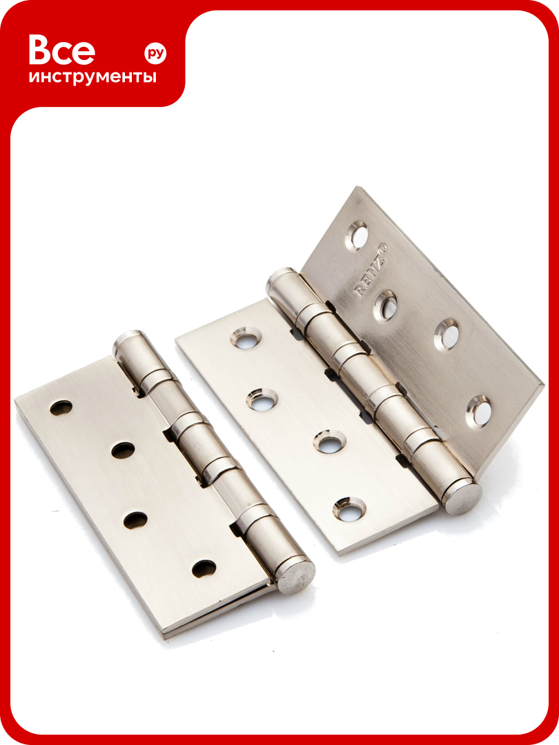 Стальная петля Ренц 100х75х2.5, 4 подшипника, плоский колпачок, никель матовый,