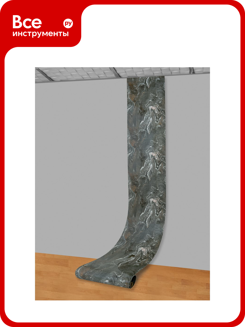 Самоклеящаяся ПВХ плитка LAKO DECOR "Мрамор Тасмания" рулон, толщина 2 мм 1,8 м² 60x300 см LKD-RU-G017R-GL