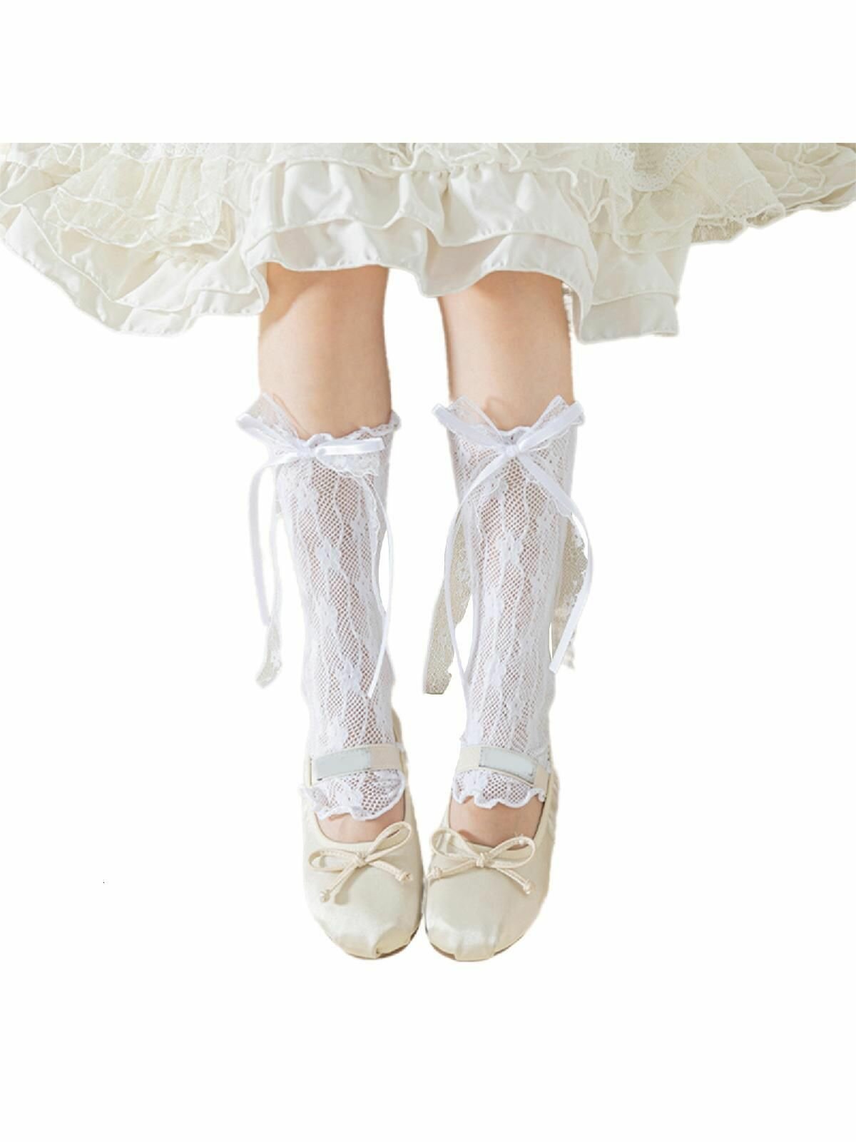Эластичные оборки для ног, Белый
