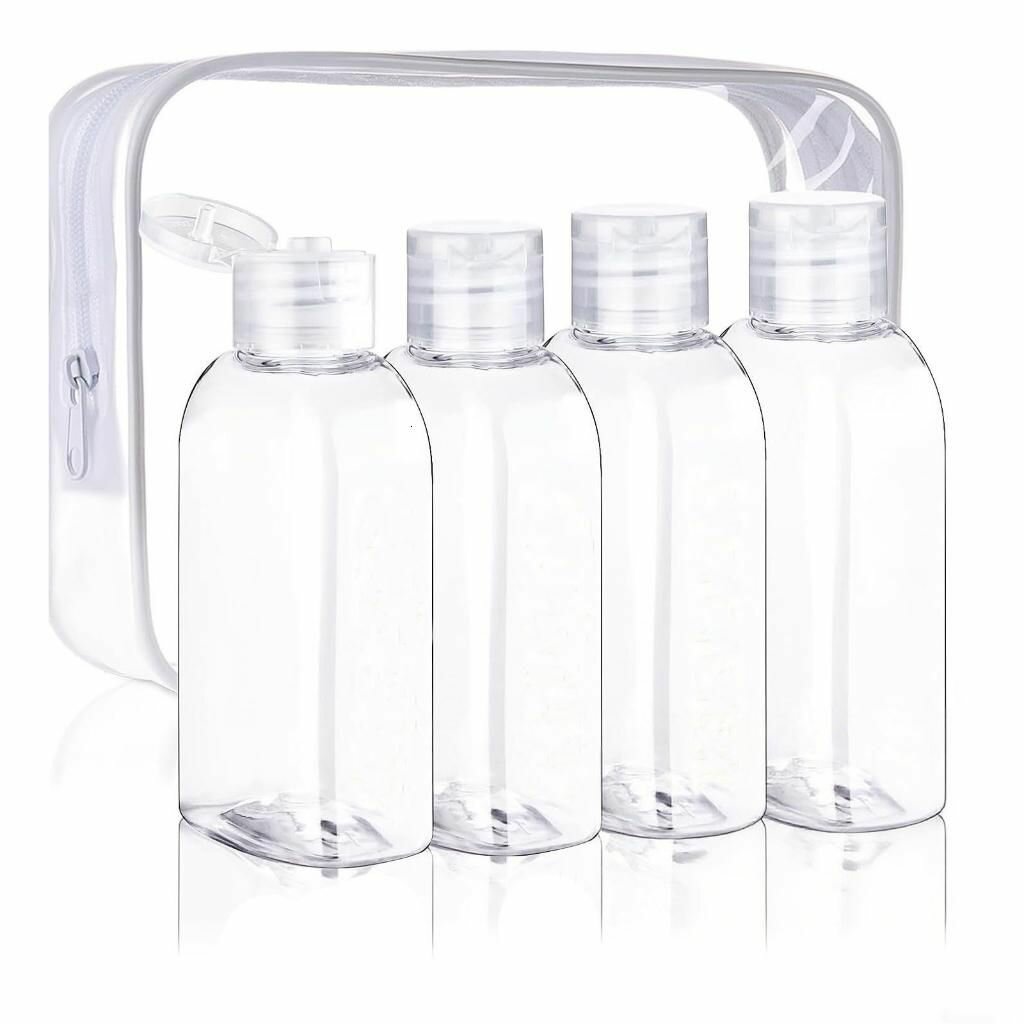 4 штуки, набор бутылочек 100 мл для туалетных принадлежностей, Четкий