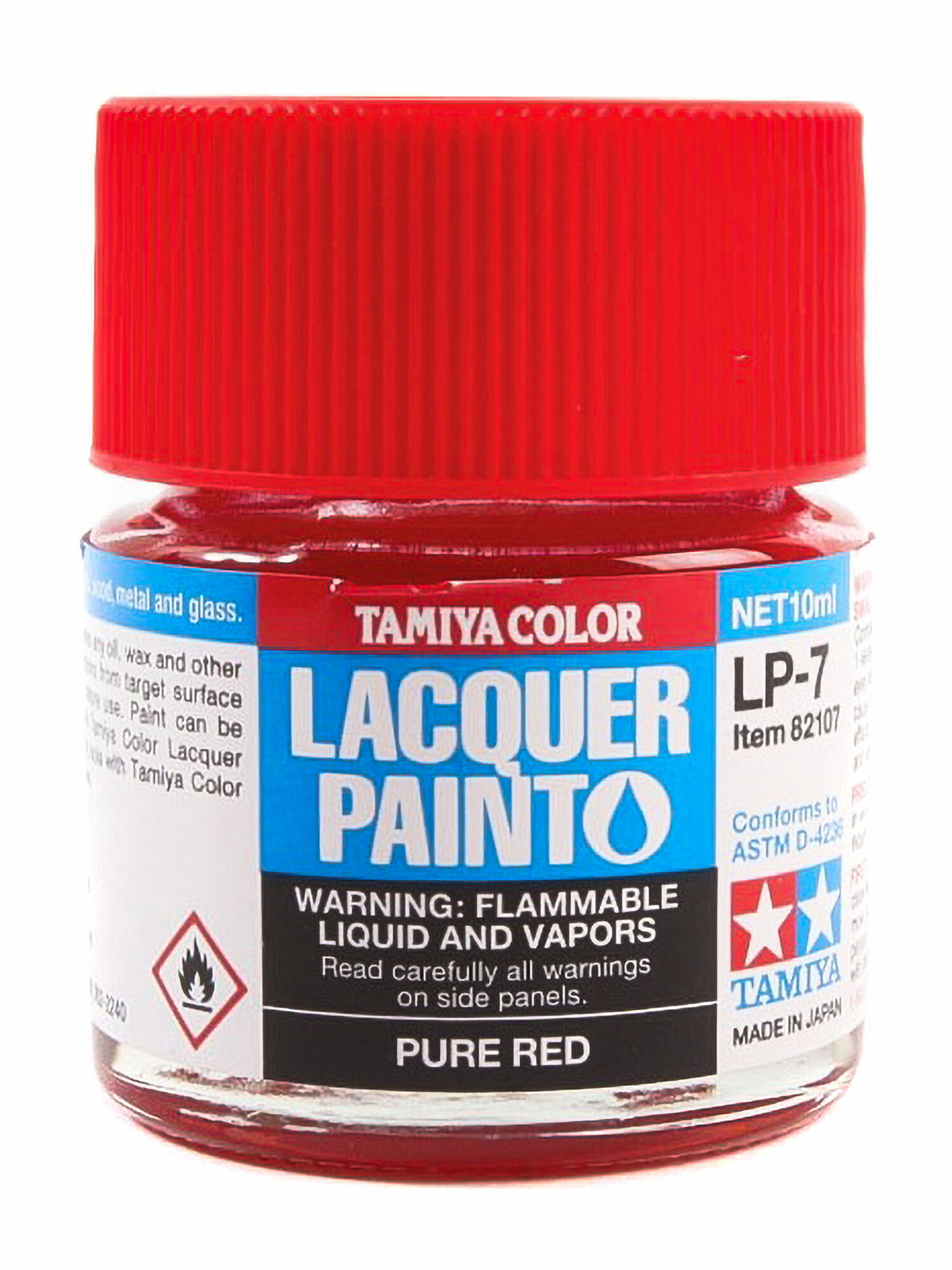 Краска лаковая Tamiya Lacquer Paint LP-7 Pure Red 82107 красная глянцевая, 10 мл
