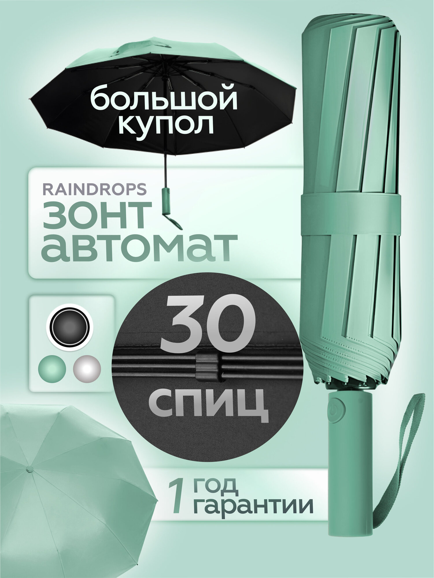 Смарт-зонт RAINDROPS, green