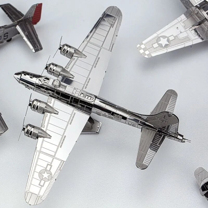 3D-пазл Самолет металлический конструктор B-17 Flying Fortress, для мальчиков и девочек, для взрослых и детей, 50 г