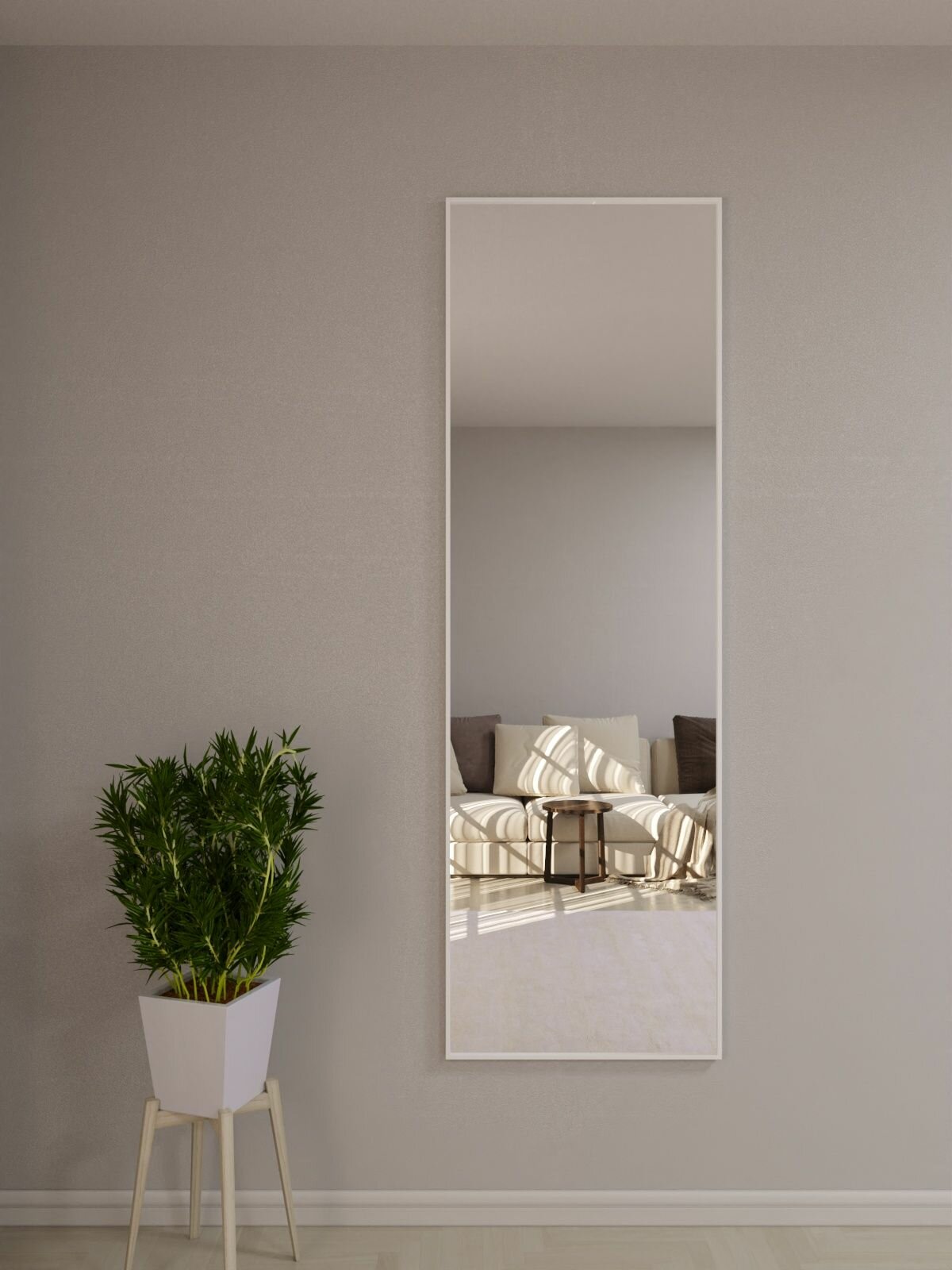 Зеркало настенное 210х70 см. белое в алюминиевой раме интерьерное BLX MIRROR