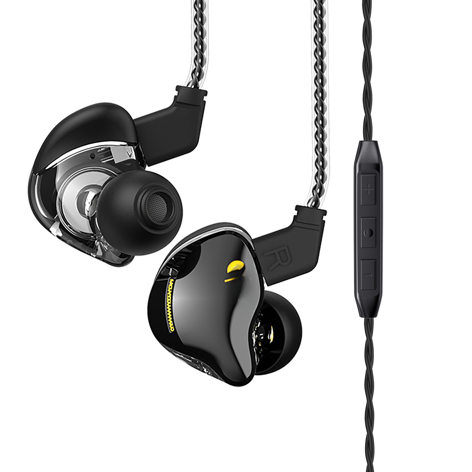 CCZ Coffee-Bean In-Ear Earphones Brown Black 1DD Driver Noise Canceling Stage Monitor Headphones Wired Gaming Earbuds 10mm Driver Unit ABS Material 3.5mm Type-c Jack 20Hz-20kHz Frequency Response 2Pin 0.78mm Connector 1.5m Cable Without Mic With Mic With