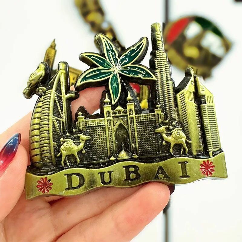 Сувенирный магнит на холодильник - Дубай, Египет, Марокко Металл, Достопримечательности