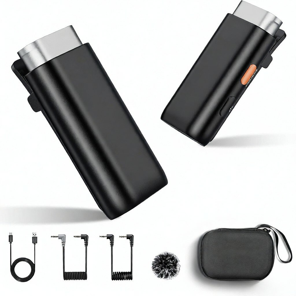 Беспроводной Микрофон: 200м Диапазон CRYSTAL-CLEAR Звук С Шумоподавлением - 8 Часов Записи С Дисплеем Заряда Качество Звука Для Потокового Воспроизведения, Съемки И Интервью