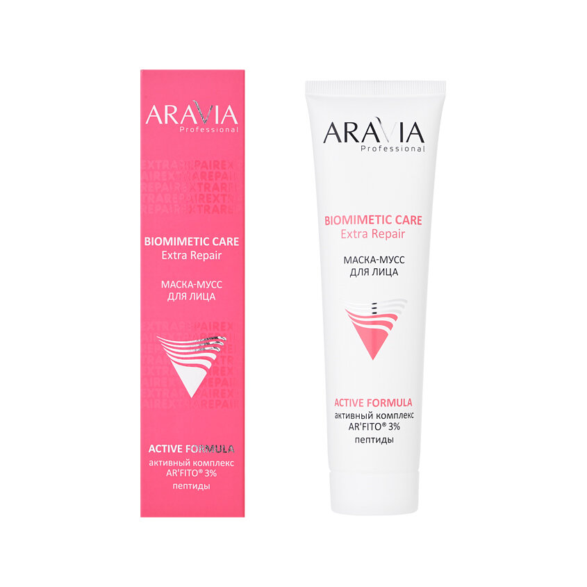 Маска-мусс для лица ARAVIA `PROFESSIONAL` BIOMIMETIC CARE активный комплекс AR`FITO 3%, пептиды 100 мл