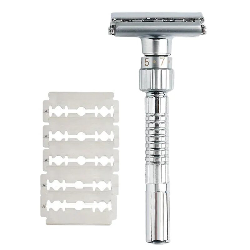 Бритва с классической ручкой, отправлено с 5 лезвиями и коробкой для апельсинов, без основы