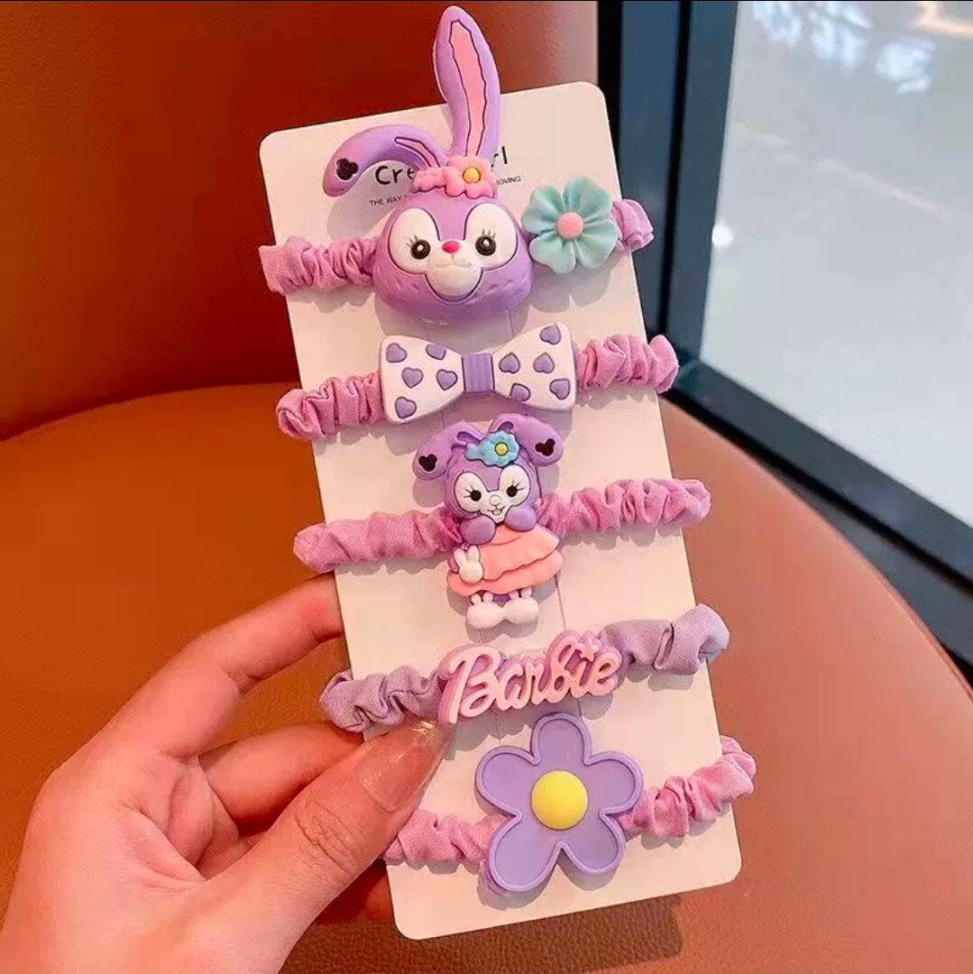 Набор резинок для волос 5 шт. в комплекте, шёлк, цвет фиолетовый