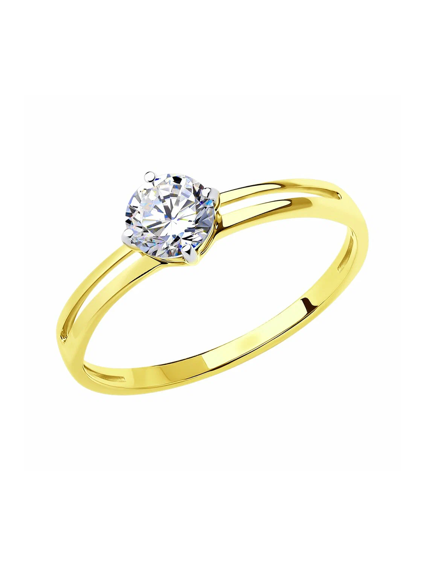 Кольцо, желтое золото, 585 проба, фианит