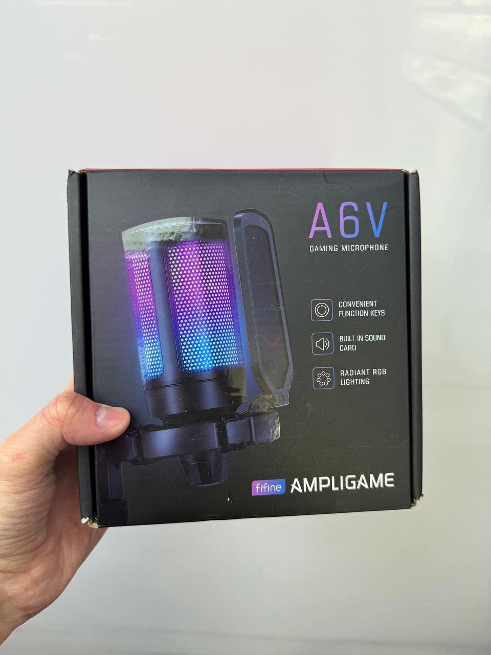 Конденсаторный USB Микрофон Fifine A6V Ampligame с RGB-подсветкой (Black)