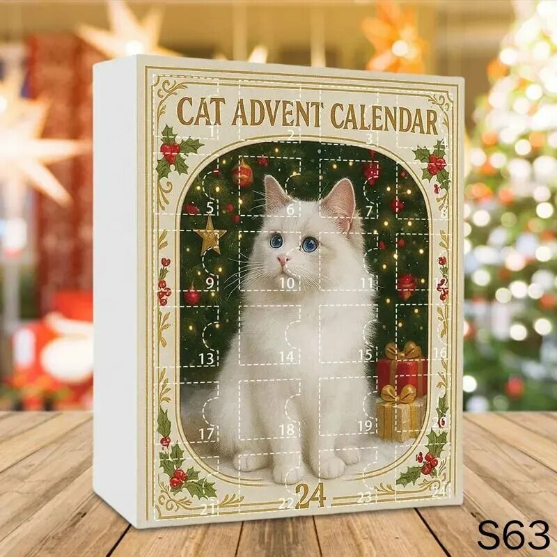 Cat Advent Calendar 2025 Симпатичные украшения для кошек 24 дня Рождественский календарь обратного отсчета