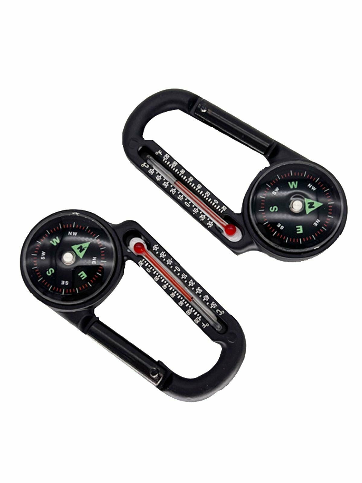 2 многофункциональных компаса, термометр, карабин