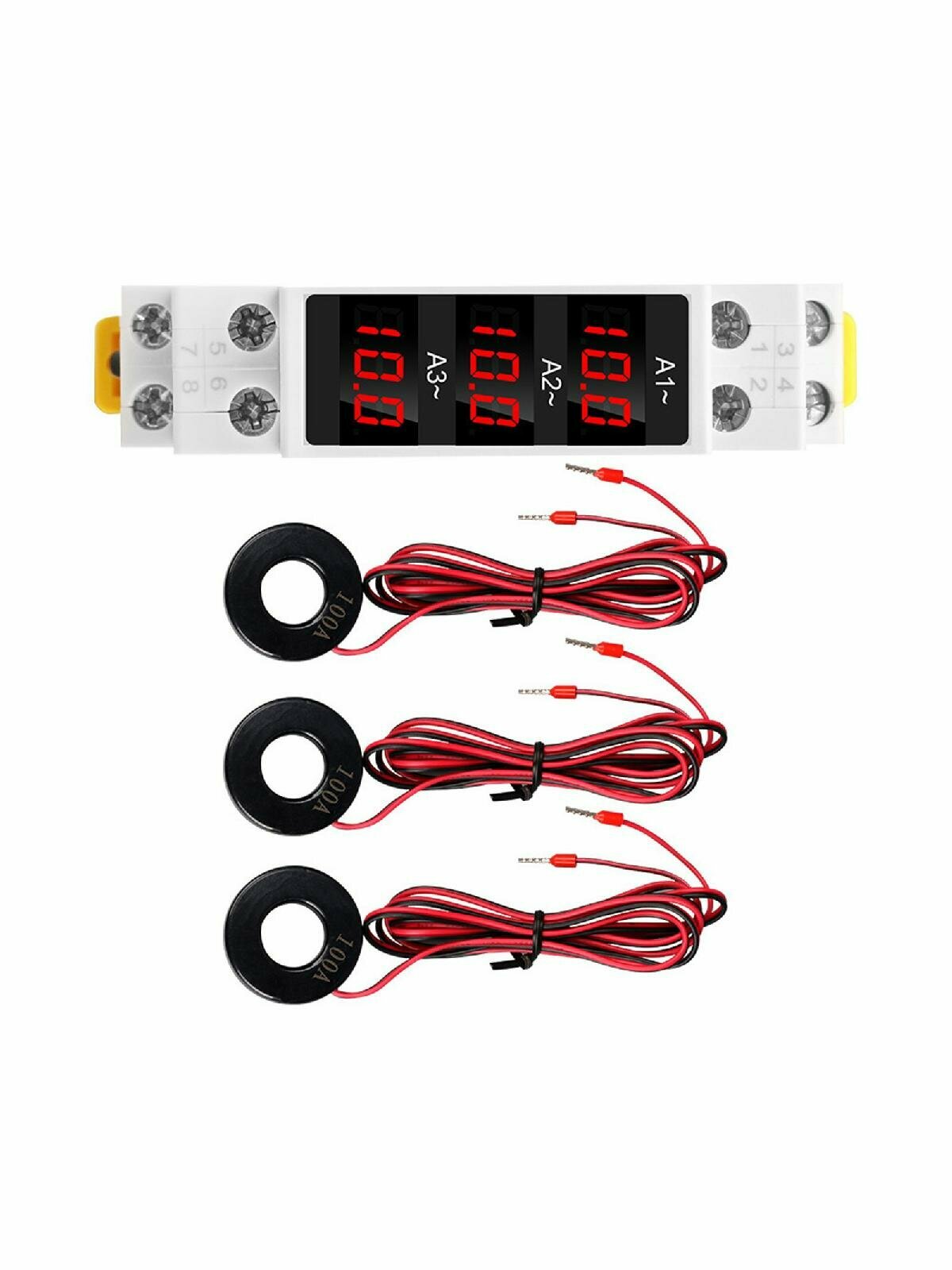 Аналого-цифровой амперметр переменного тока рельсового типа AC0 100A с трехфазным цифровым дисплеем