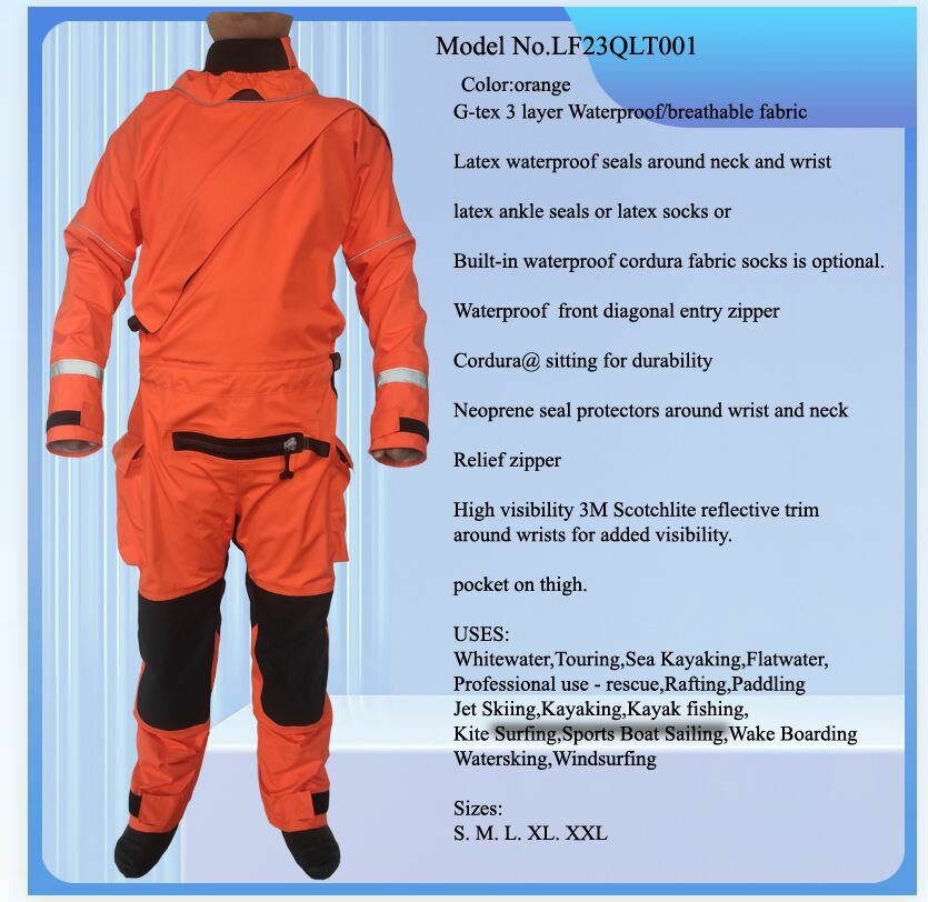 Сухой гидрокостюм Водонепроницаемый и дышащий сухой костюм для каякинга-