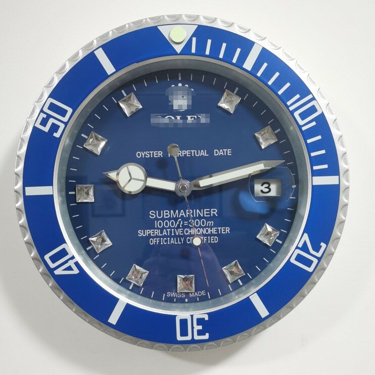 14inch Настенные часы Rolex Submariner с металлическим корпусом и увеличительным стеклом GMT, подходящие для залов в