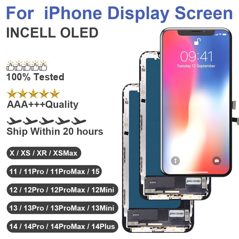 Для iPhone X XS Max XR ЖК-дисплей OLED AAA +++ OLED Для iphone 11 12 13 Mini 13 Pro Max 14 Plus Incell Дисплей Экран Дигитайзер в сборе 12-12 Pro--OLED