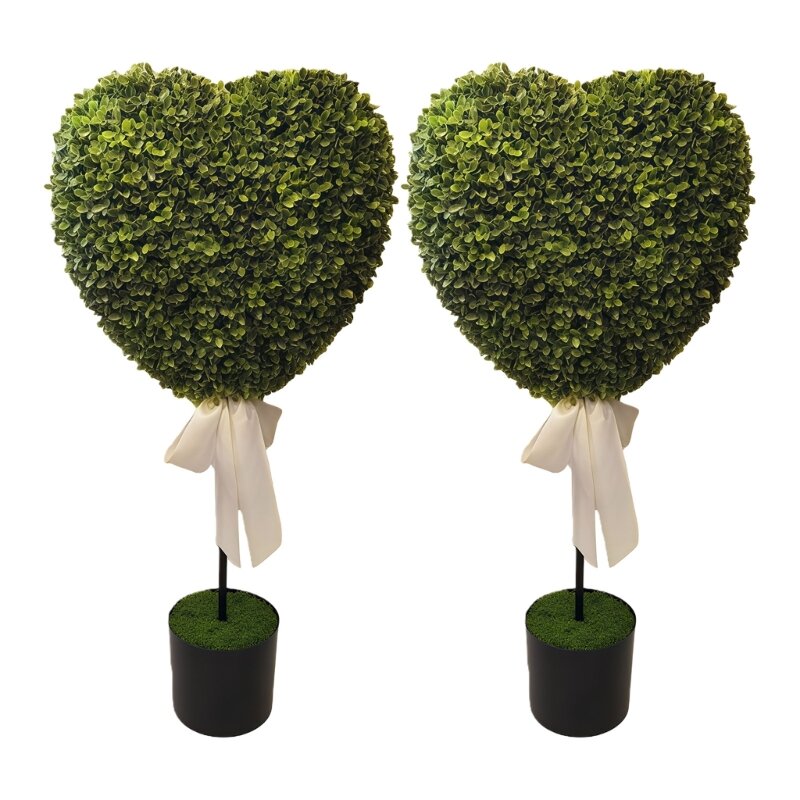 Обрезка Сердечек На Открытом Воздухе, 2 Комплекта Обрезки Деревьев в Форме Сердца на День Влюбленных, Искусственные Украшения, Шаровые Кашпо с Галстуком-Бабочкой