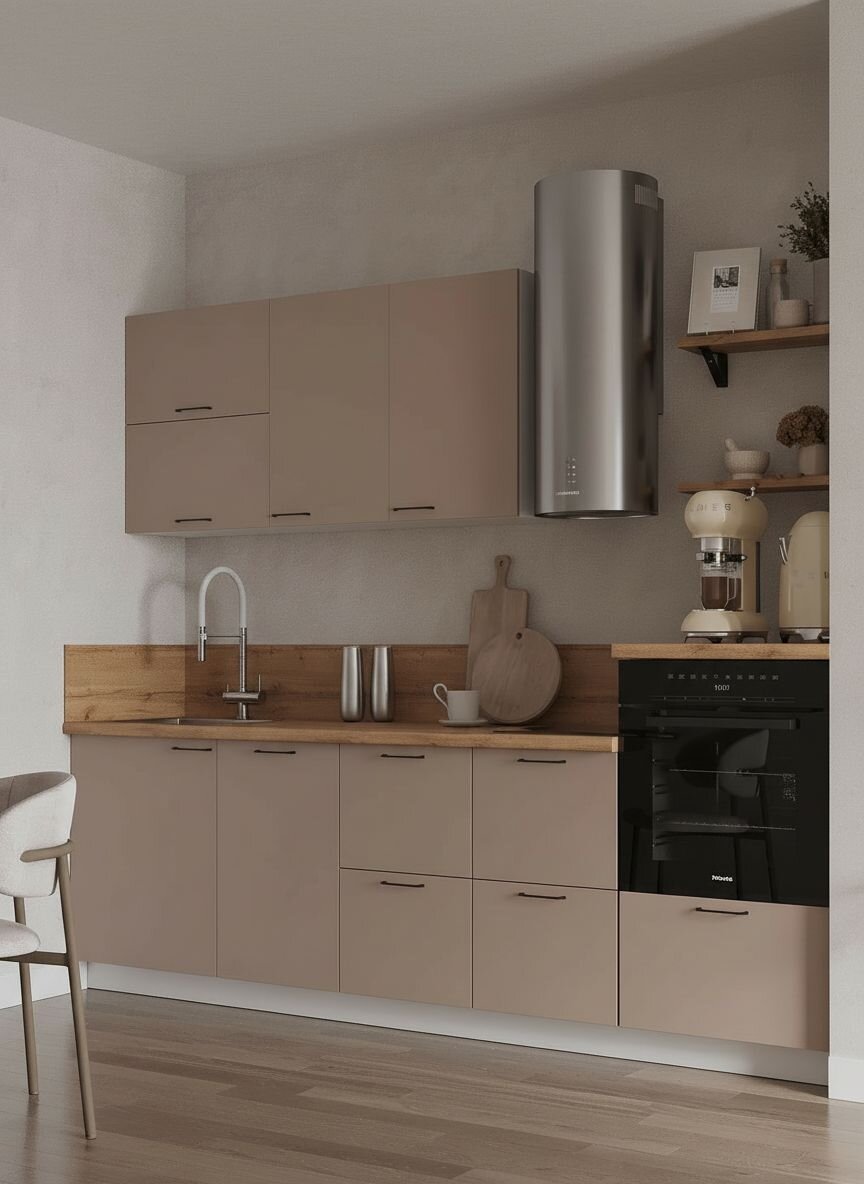 ARNIKA Кухонный гарнитур со столешницей "Дакия" 2,55м х 2,4м, цвет крем, фасад Эмаль