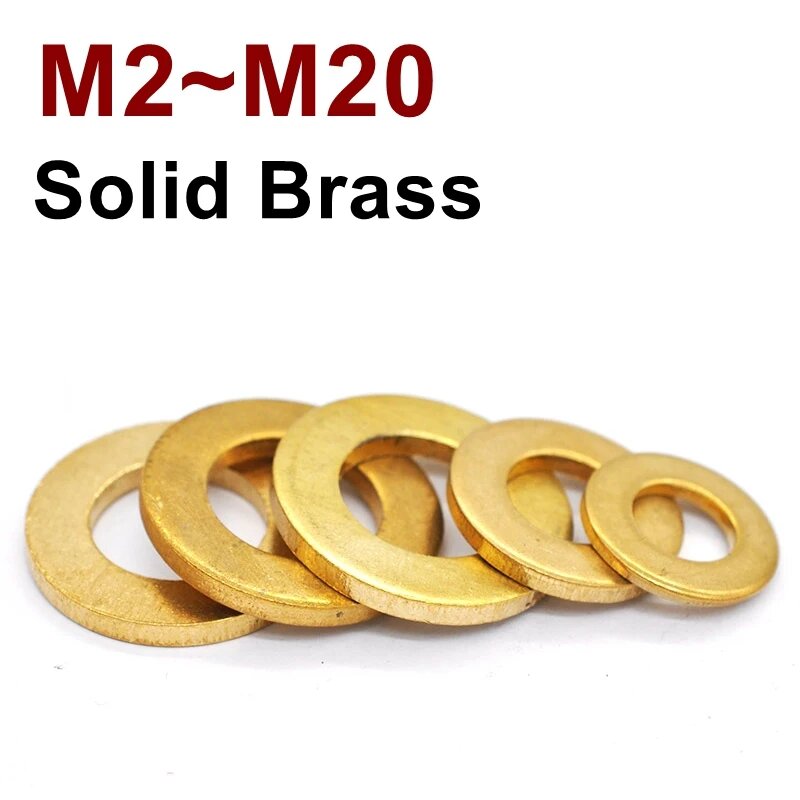 Латунные шайбы RYBZJ M2 M2.5 M3 M4 M5 M6 M8 M10 M12 M2x5x0.4 (100pcs)