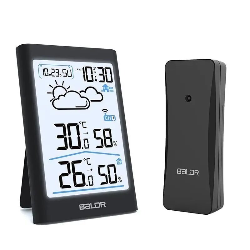 Беспроводная метеостанция с термометром BALDR-Домашние метеостанции для использования в помещении и на улице-с монитором влажности, отображением даты
