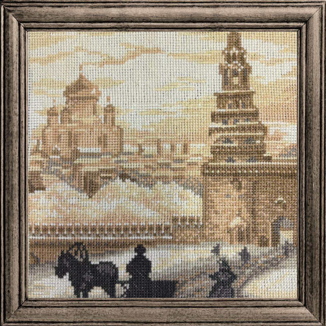 Картина "Старая Москва", вышивка крестом, без рамы, 18х18 см