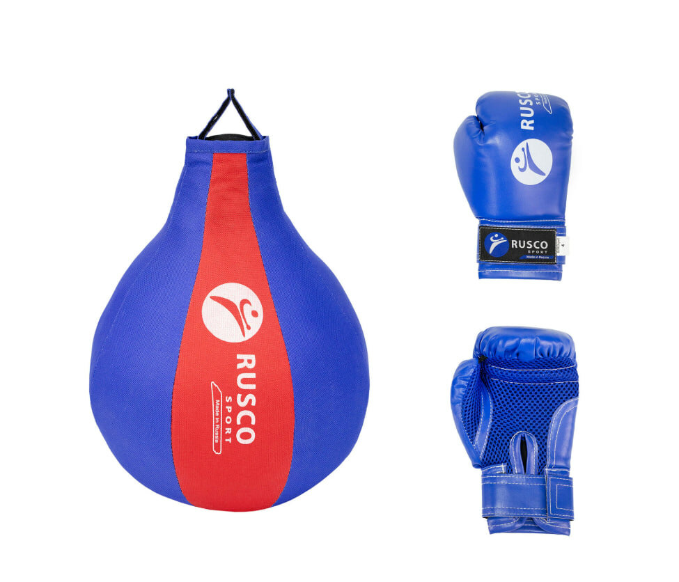 Набор боксерский для начинающих RUSCO SPORT синий/красн. груша и перчатки 4oz