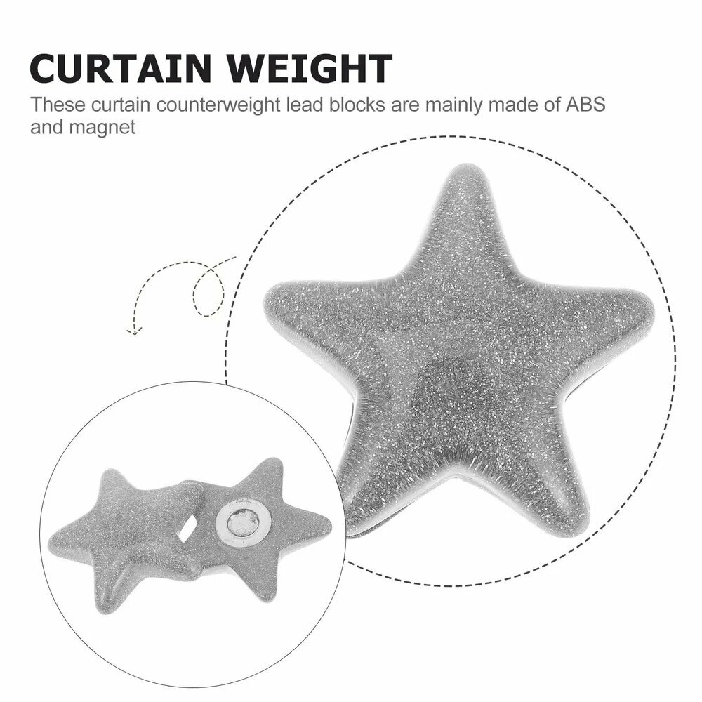 Магнитные утяжелители для портьер в ванную комнату, стильные серебристые 6 шт с размером 5.30x5.30x1.20 см