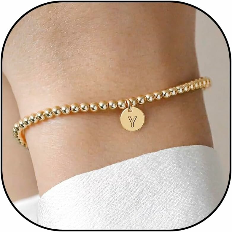 Женский браслет из бусин в форме сердца с покрытием из 14-каратного золота, эластичный браслет из бусин с буквами, браслет с персонализированным именем, подарок на день рождения в знак дружбы, подарок на День святого Валентина, женские украшения