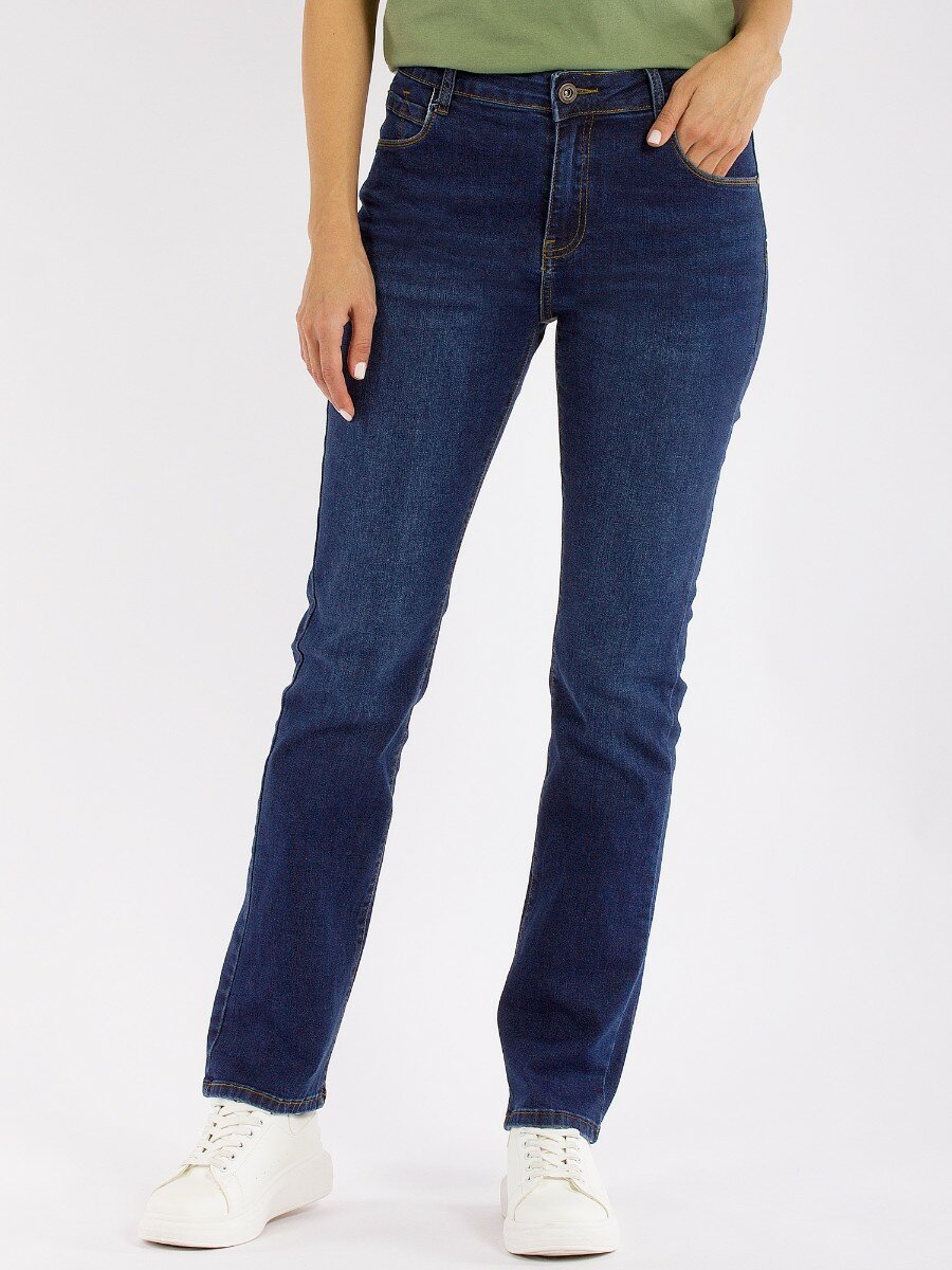 Джинсы классические женские,темно-синие,прямая модель 