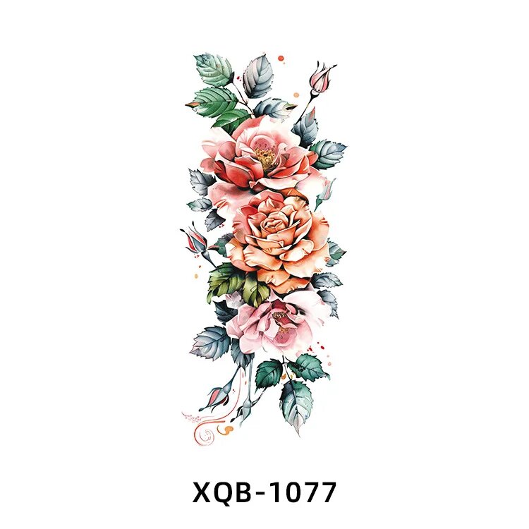 Водонепроницаемая наклейка-тату с большим мужским и женским имитацией предплечья, цветка, XQB-1077