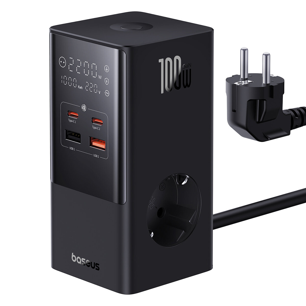 Сетевое зарядное устройство Baseus PowerCombo 6 в 1 Tower PowerStrip 2AC+2U+2С 100W CCGAN100-S2ACE