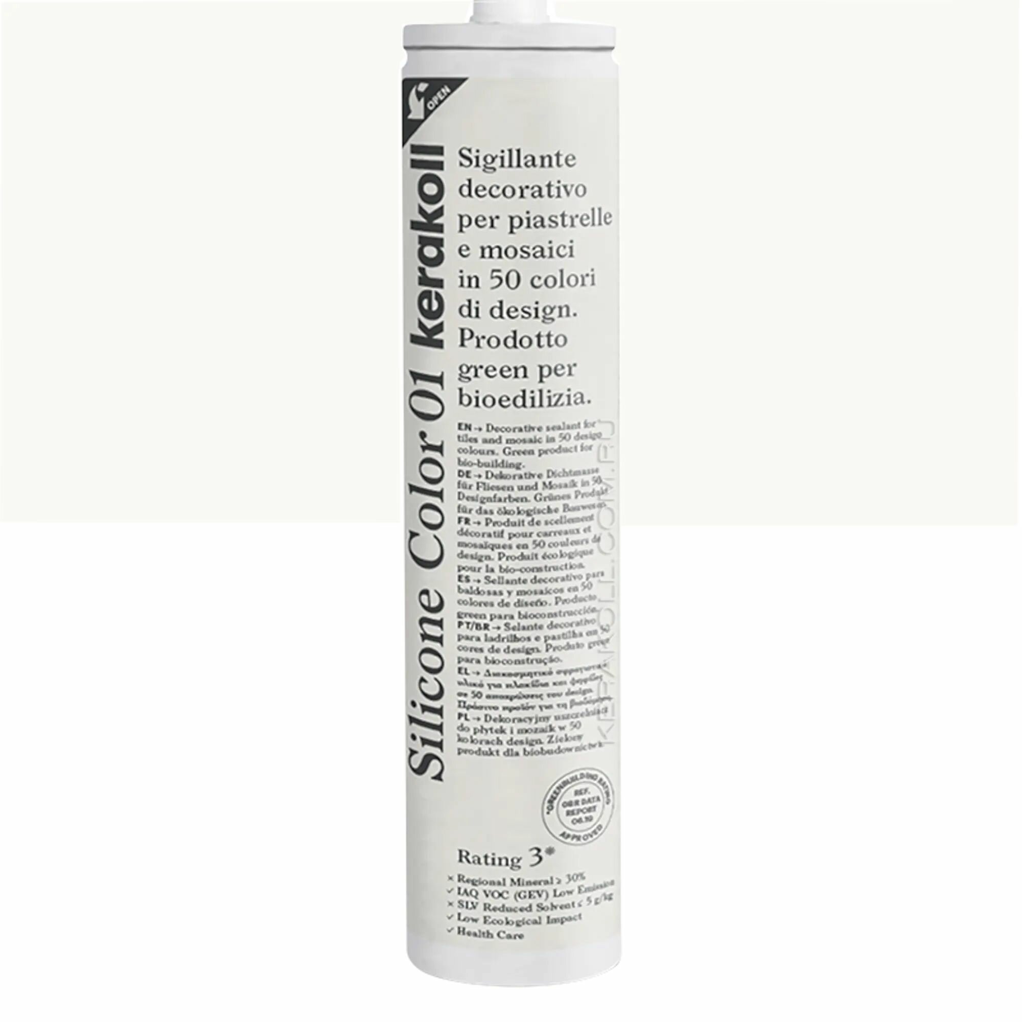 Герметик KERAKOLL SILICONE COLOR (50 цветов Design), Цвет 01 (Снежно-белый) 310 мл.