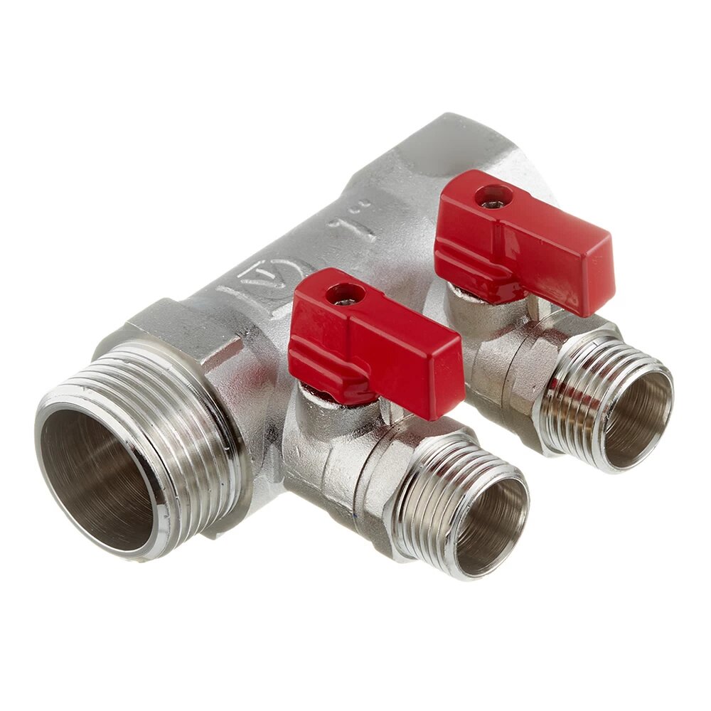 Коллектор Valtec 1 ВР(г) х 2 выхода 1/2 НР(ш) х 1 НР(ш) с шаровыми кранами (VTc.580. N.0602) Valtec VTc.580. N.0602