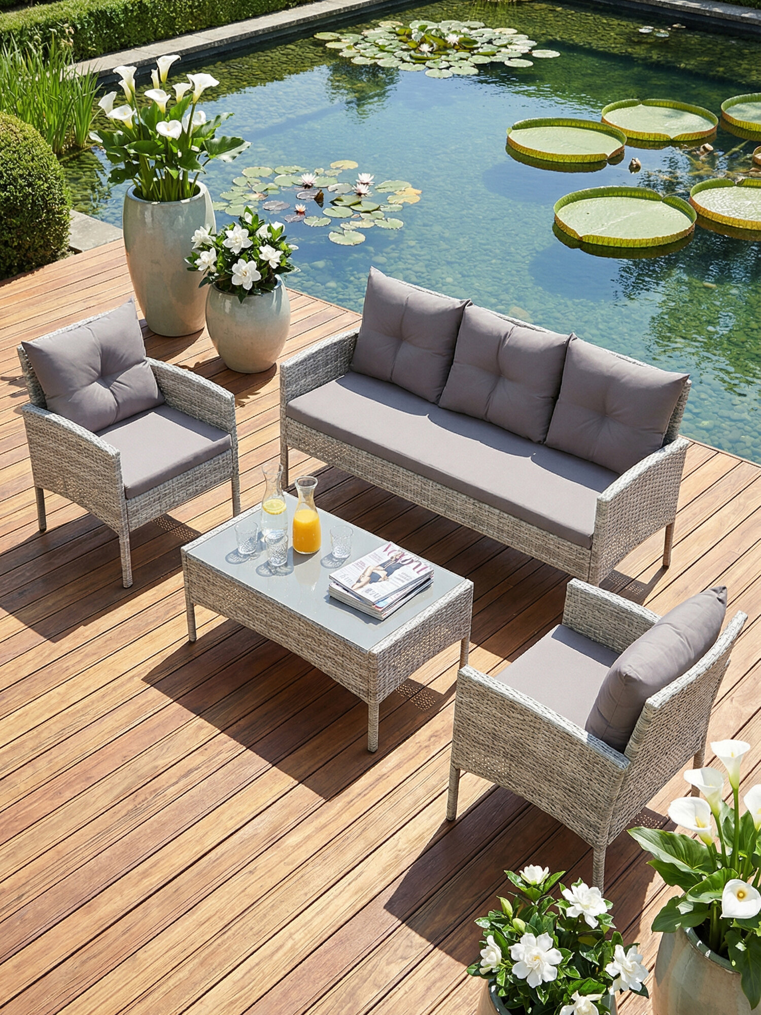 Комплект для отдыха из искусственного ротанга Фьорд Классик (Fjord Classic), серый