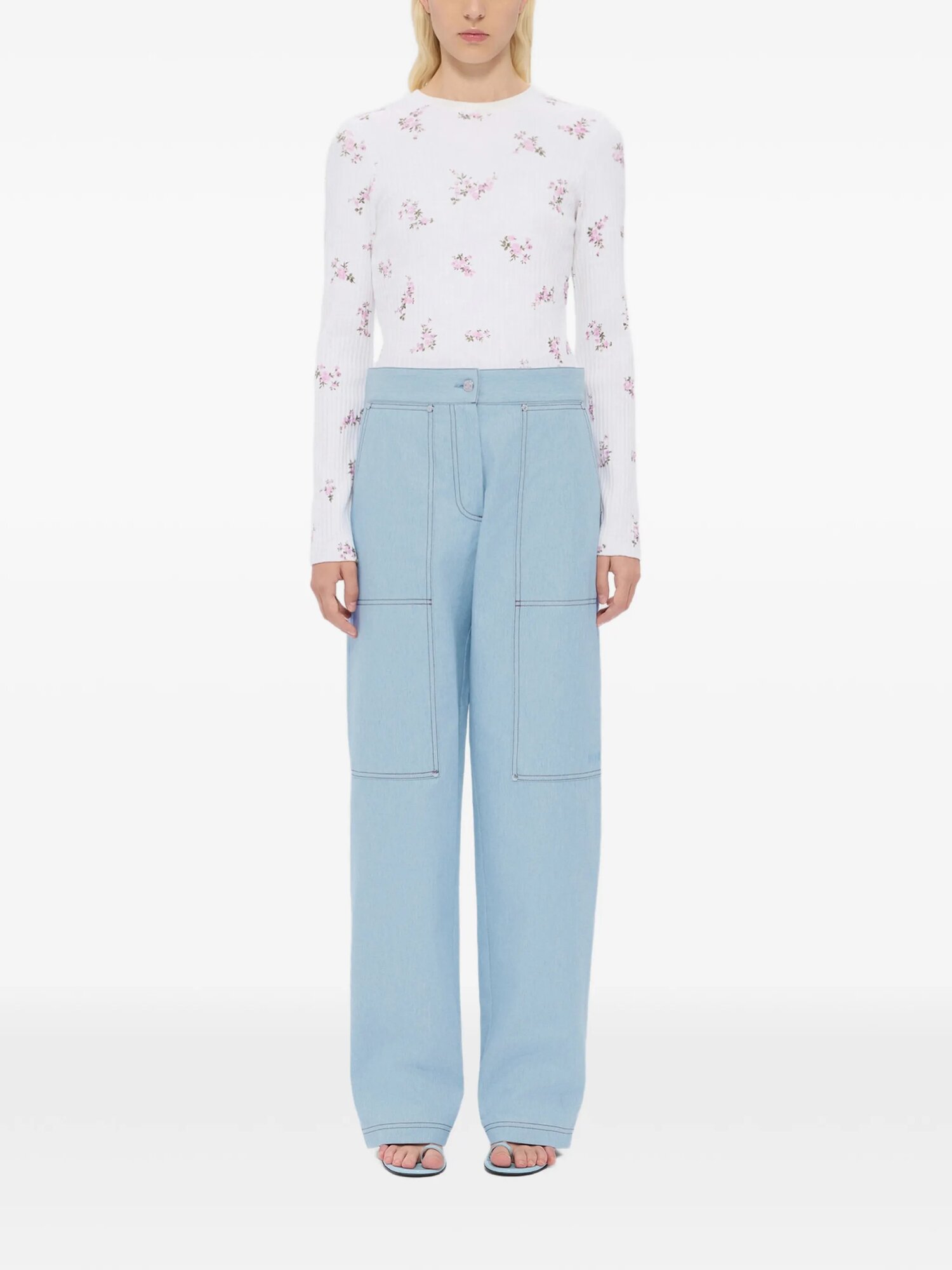 Джинсы MSGM Logo-embroidered jeans, размер 44, blue — фото 1