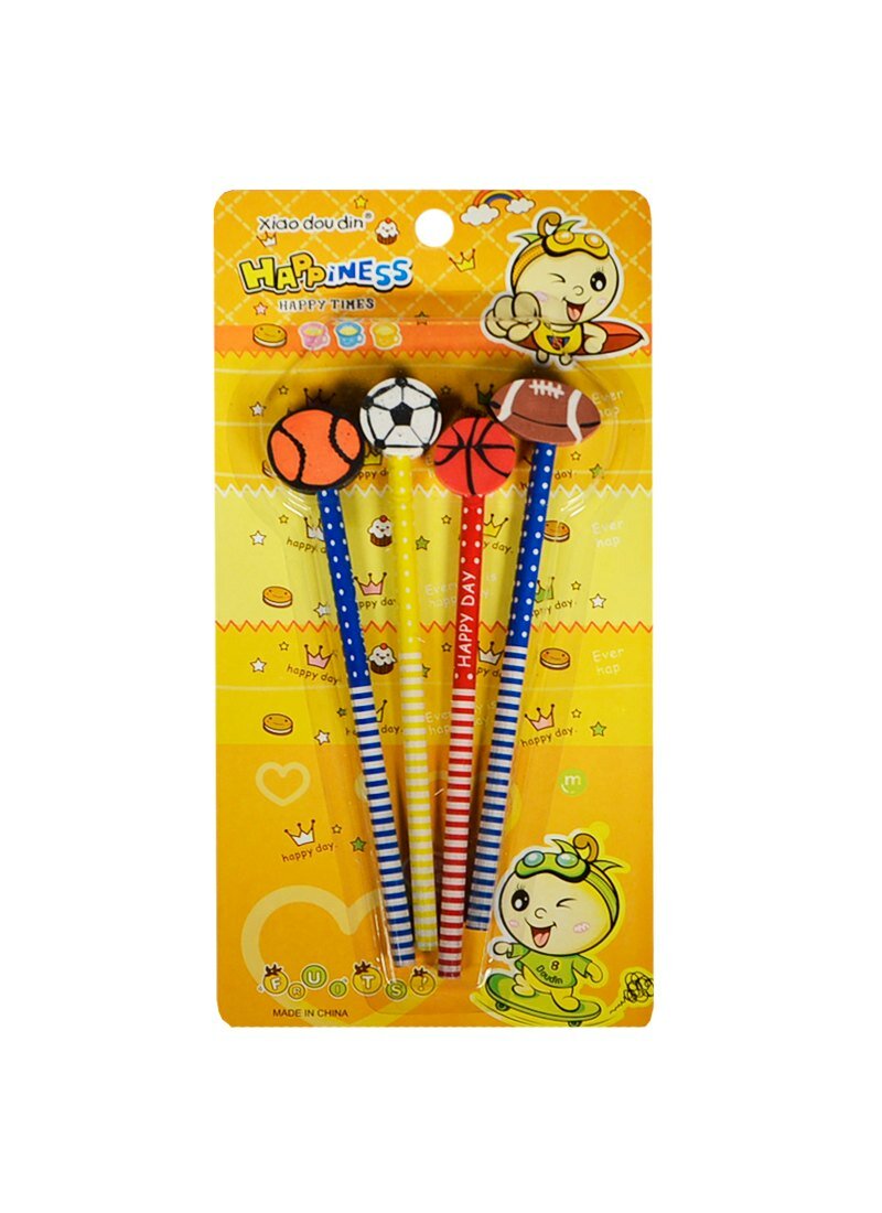 Набор карандашей с ластиком Футбольный мяч (4шт) (108017) (Веста Трейд)