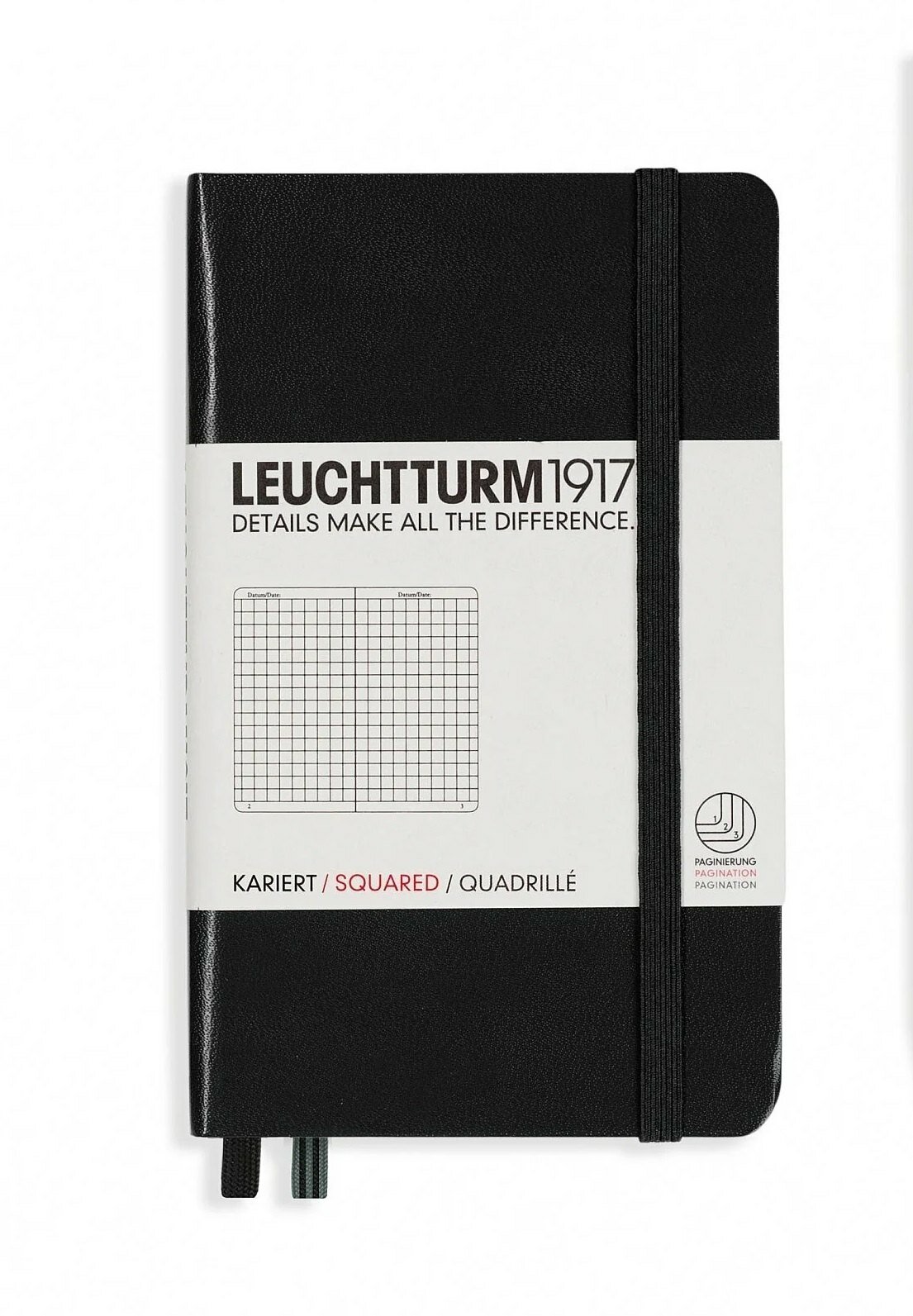 Записная книжка A6, 93 листа в клетку "Classic", твердая обложка, черный, Leuchtturm1917