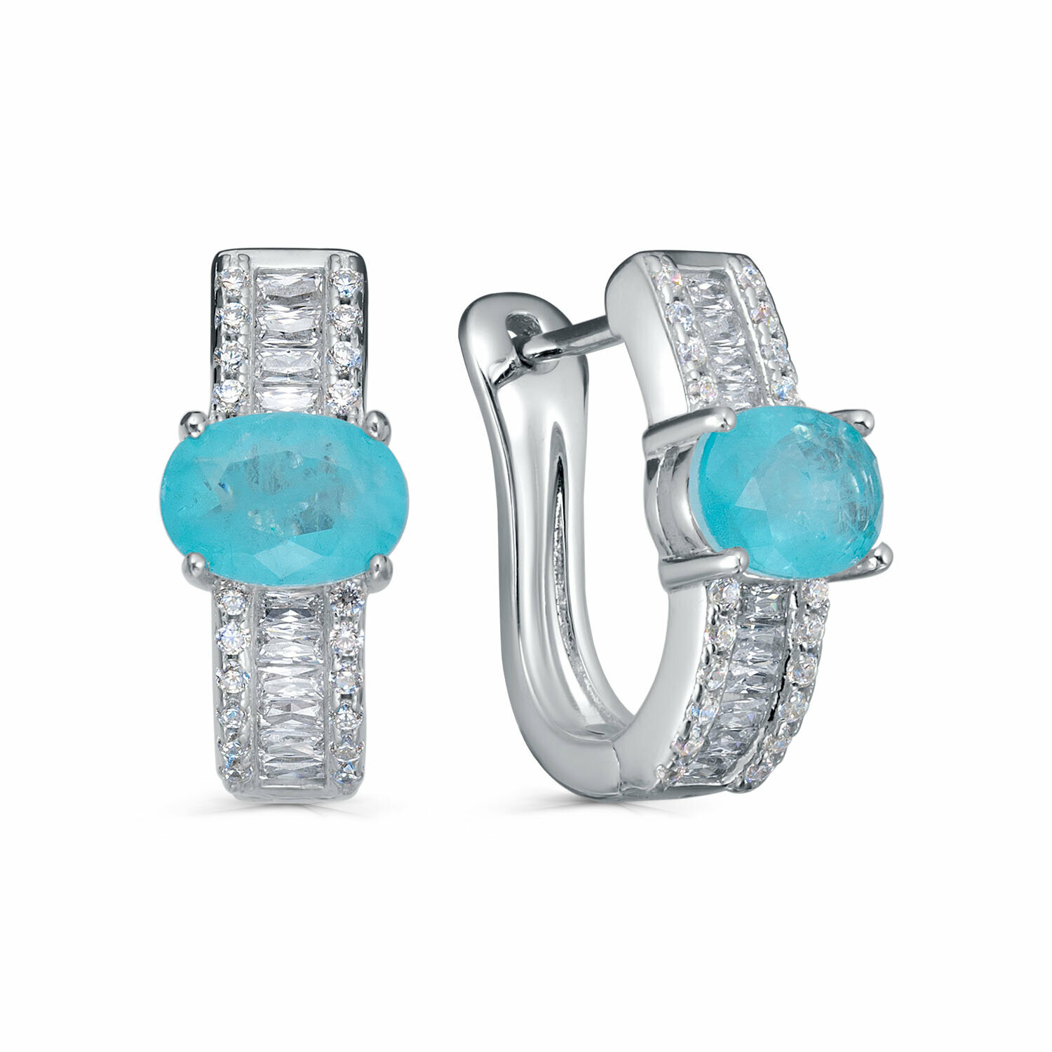 Серьги с подвесками, серебро, 925 проба, родирование, фианит, алпанит