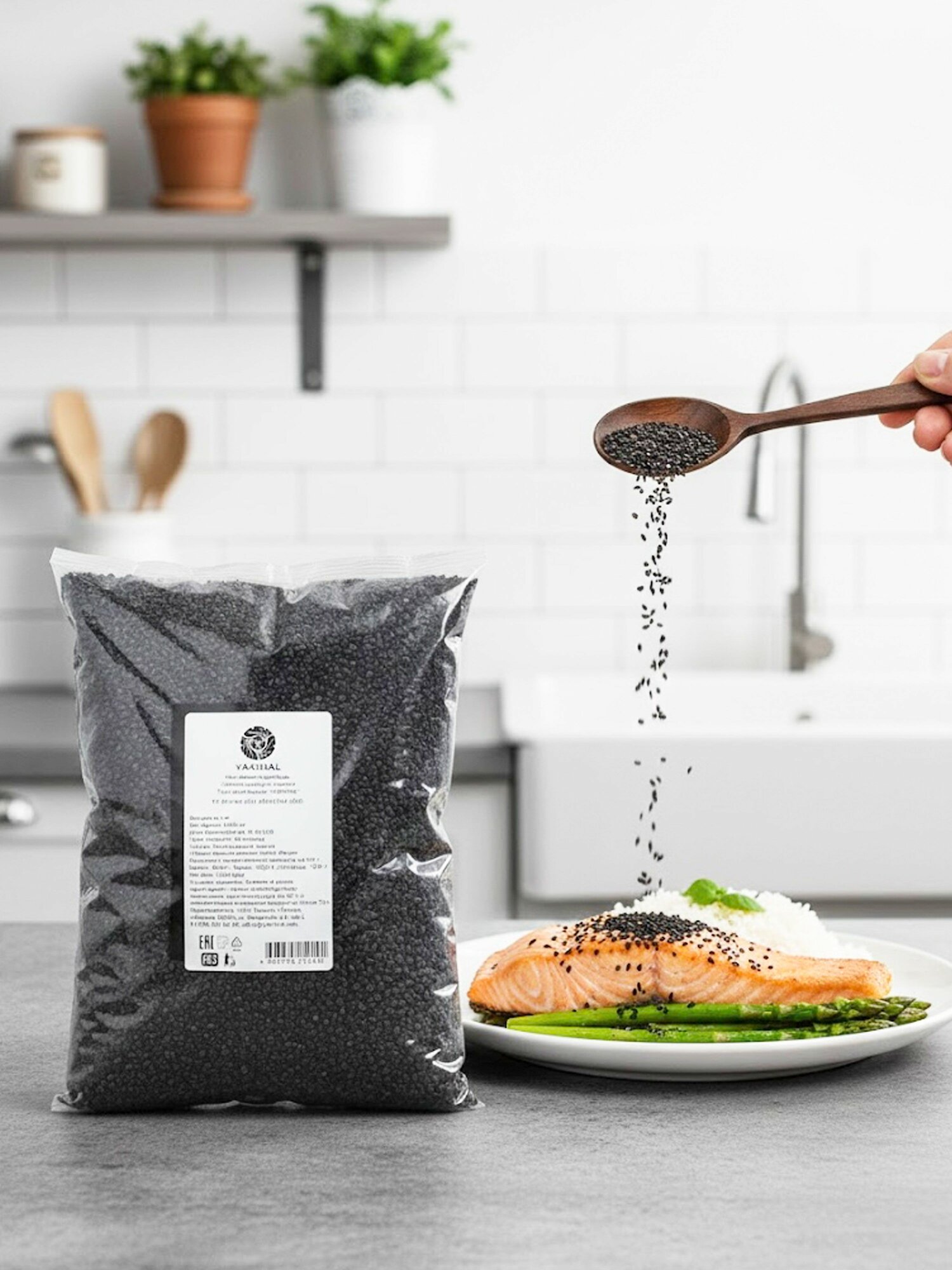 Кунжут черный жареный якимал (YAKIMAL), 1 кг