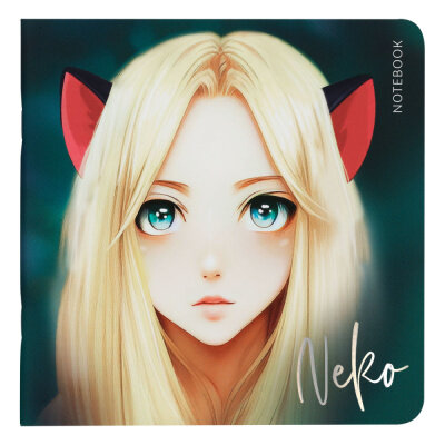 Записная книжка 170*170мм 40л. на скрепке MESHU "Neko", soft-touch ламинация, тиснение фольгой, блок без линовки, 80г/м2