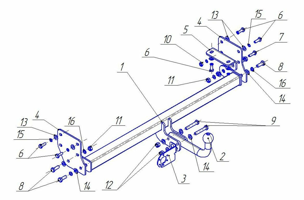 Фаркоп для Kia Picanto хетчбек 3/5 дверей 2011-2017 Тип шара: A. Нагрузки: 750/50 кг, KI 23