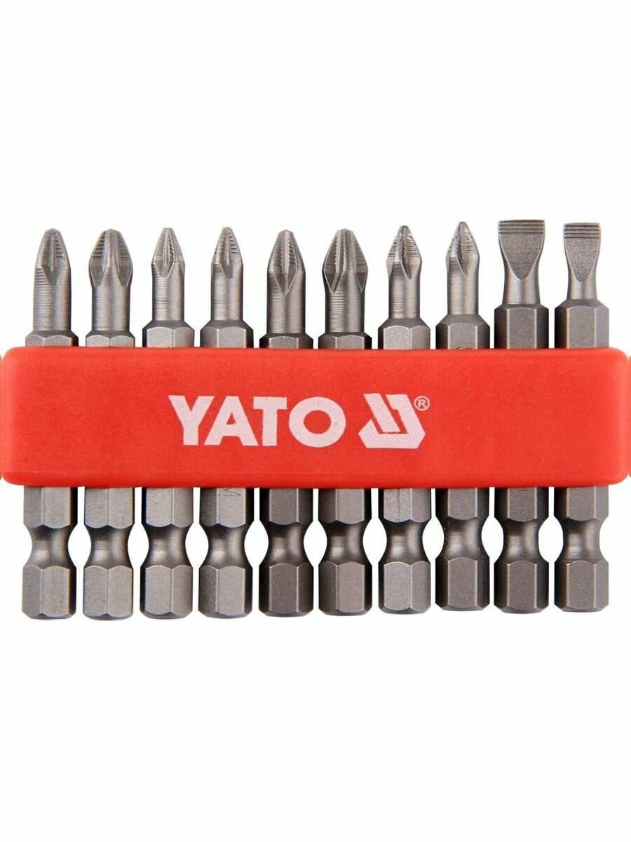 Набор бит YATO YT-0483, шестигранный патрон, 10 предметов, сталь S2